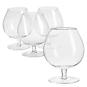 Juvale 30oz Whiskey and Cognac Glasses Set of 4, Clear Brandy Sniffers for Cocktails, Spirits, Beer (4 x 6 In)