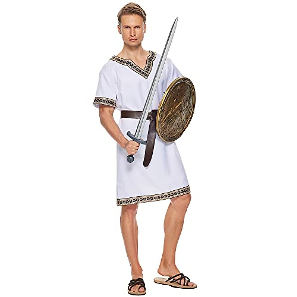 FantastCostumes Unisex Adult's Roman Warrior Costume Halloween Ancient Greek Cosplay Costume, White