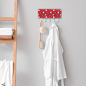 Coat Rack Rail Wall Mounted, 7 Inches, 4.4lb(Max), Leather Hanger Hooks for Hat Towel Coat Key Purse Red Gift Xmas Tree
