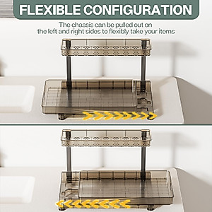 2 Pack Under Sink Organizer and Storage, 2 Tier Sliding Under Sink Shelf, L Shaped Pull Out Cabinet Basket Organizer, Multi-Purpose Slide Out Organizer Rack for Bathroom, Kitchen