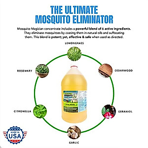 Mosquito Magician 1 Gallon Liquid Concentrate with a 15L Pump Up Backpack Sprayer - User-Friendly - Ideal for Yards, Lawns, Patios - Kills Mosquitoes, Fleas, Fire Ants - with 6 Natural Essential Oils