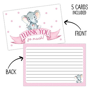 Your Main Event Prints Pink Elephant Baby Shower Thank You Cards, 50 Pieces