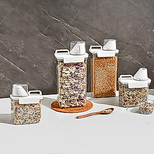 NBILIC Cereal Containers Storage Set, 4 PCS Airtight Food Storage Containers with Flip-Top Lids, Plastic Cereal Organizer Dispenser for Kitchen, Pantry Organization Storage (ZL4PCS RE)