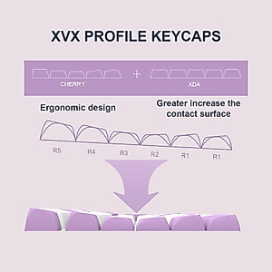 Womier PBT keycaps Set,White/Purple Key Cap,Custom Keyboard keycaps 60 75 100 Percent,Double Shot,ISA Profile caps for MX Switches Mechanical Keyboard(189key,only keycaps)