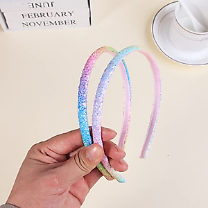 WANYU 10 Colors Thin Headbands for Girls Toddler Headband 10mm Thickness Glitter Kids Hairbands No Slip Girl Hair Accessories