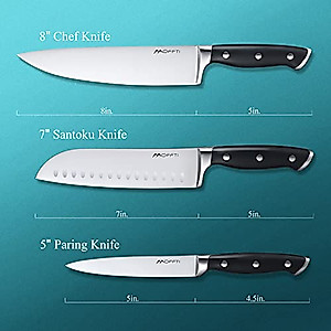 MOFFTI Chef Knife Set with Knife Sharpener, German EN1.4116 Stainless Steel Kitchen Knife Set, Ultra Sharp Professional Chef's Knife, Ergonomic Handle, Knives Set for Kitchen with Gift Box
