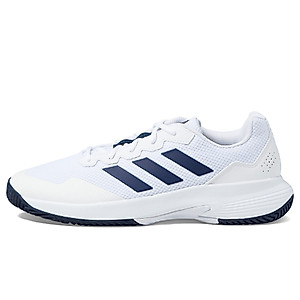 adidas Men's GameCourt 2 Tennis Shoe, White/Team Navy Blue/White, 9