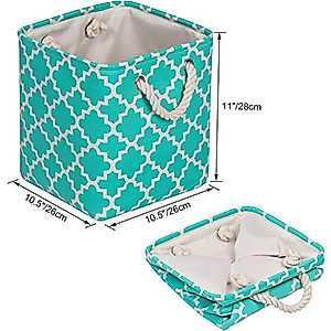 Univivi 6 Pack Storage Cubes,10.5 x 10.5 x 11 Inch Foldable Organizer Baskets with Rope Handles,Nursery Bins for Shelf,Closet（Green