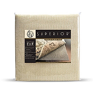 Superior Area Rug Pad, Non-Slip, Non-Skid, Floor Protector, Table Runner, Hardwood and Tile Floors Padding, Washable, Place Mats, Gripper Mat, Slide Stoppers, Rubber Rug Grip, 5' x 8', Cream