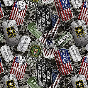 Army Military Dogtags Allover Design 43" Wide 100% Cotton Fabric Sold by Yard