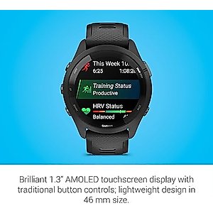 Garmin Forerunner 265 Running Smartwatch, Colorful AMOLED Display, Training Metrics and Recovery Insights, Black and Powder Gray (Renewed)