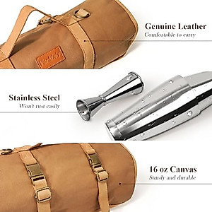 Verkinly 21-piece Professional Travel Bartender Kit, Bar Set with Portable Bag, Travel Cocktail Set with Shoulder Strap for Easy Carry & Storage, Travel Bar Kit for Home Cocktail Making, Parties, Camp