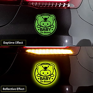 Iprokiu 2pcs Kids on Board Sticker for Cars Super Strong Reflective Funny Cute Baby in Car Sticker Safety Warning Sign Waterproof Auto Window Bumper Decal Baby on Board Car Sticker (Yellow)