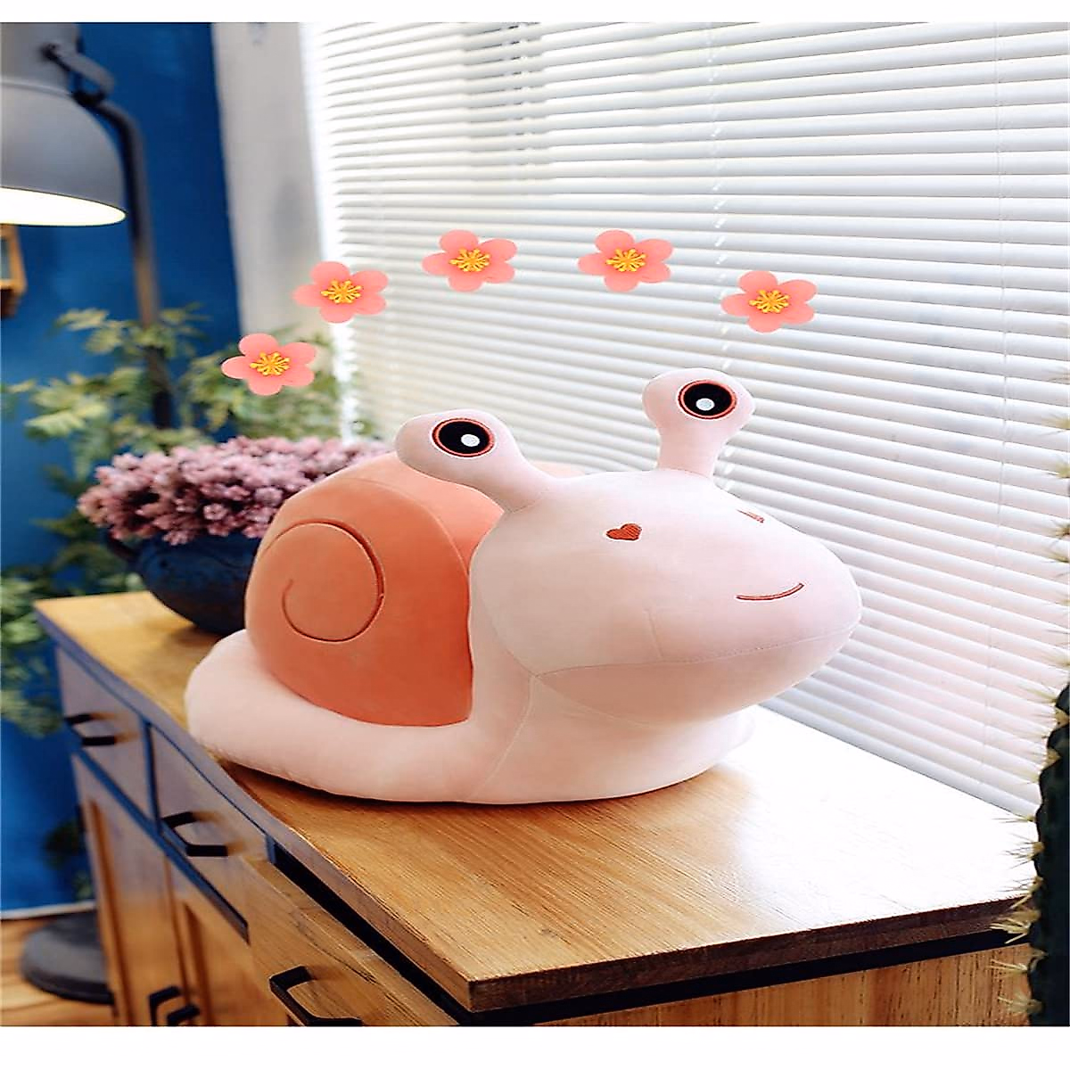 SEENEEY Cute Cartoon Snail Doll Plush Toy Children's Birthday Gift Big Snail Pillow Doll, Yellow, 11.8 Inches.