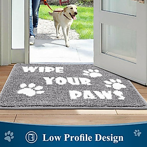 Vaukki Indoor Doormat Entryway Door Mat, Non Slip Absorbent Mud Trapper Mats, Low-Profile Inside Floor Mats, Soft Washable Small Mats Door Carpet for Entryway（Grey and White, 36''x59''）
