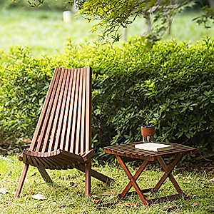 Patio Natural Lounge Chairs Outdoor Folding Wood Chair, Foldable Low Profile Acacia Wood Lounge Chair Perfect for Patio Garden Deck - 21.5 x 30 x 33 Inches