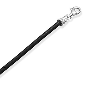 AzureBella Jewelry Black Leather Cord Bracelet also for Story Beads Sterling Silver