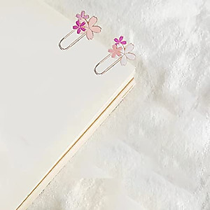 6 Pack Three Cherry Blossoms Cute Paperclip Bookmarks Office Supplies Planner Accessories Clips On Bookmark