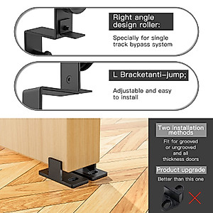 6FT Bypass Sliding Barn Door Hardware Kit, Single Track for Double Door,Heavy Duty,Basic I Pulley,Slide Smoothly Quietly,Easy Install (No Door)