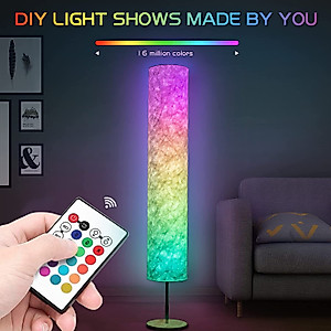 YIEONSHION Soft Light Floor Lamp, 60" Simple Design Morden Slim Warm Light 3000K LED Tyvek Fabric Shade Standing Lamp for Living Room Bedroom Game Room (L/60inch, RGB Remote)