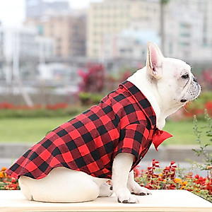 2 Pack Plaid Dog Shirts with Bow Tie Puppy Shirts Pet Sweatshirt Dog Apparel Outfit for Birthday Party Small Dogs Cats Holiday Photo Wedding Supplies(S)