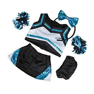 Metallic Teal & Black Cheerleader Teddy Bear Clothes Fits Most 14"-18" Build-A-Bear and Make Your Own Stuffed Animals