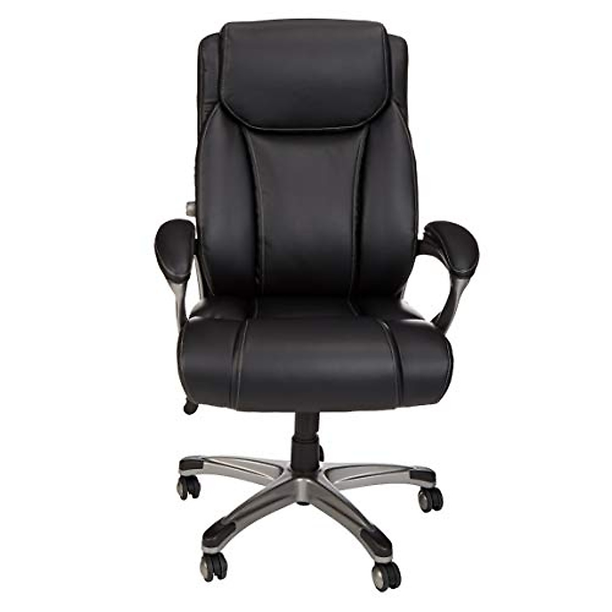 Amazon Basics Big & Tall Executive Computer Desk Chair With Lumbar Support, Adjustable Height and Tilt, 350Lb Capacity, Black With Pewter Finish, 28.5" D x 30.25" W x 47.9" H