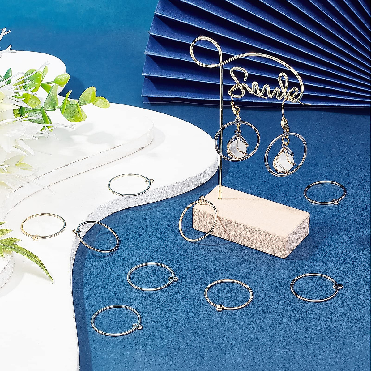 BENECREAT 20pcs 18K Real Gold Plated Round Beading Hoop Earring Finding Components for Jewelry Making, Wedding Mother's Day Festival Gift DIY, 27.5x25mm