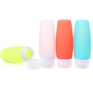 HubHnb 3.4 oz 100 ml Leakproof Silicone Travel Bottles, 4 Pack Portable Refillable Food-grade Travel Containers