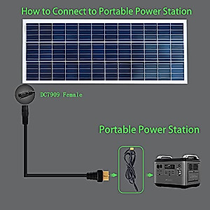 QIANRENON XT60 to DC 8mm Adapter Cable 14AWG DC7.9mm*0.9mm Female to XT60 Female Connection Charge Cable 12V-24V,for Power Solar Panel Portable Solar Generator Lithium Battery Pack,1.5m/4.9ft Black