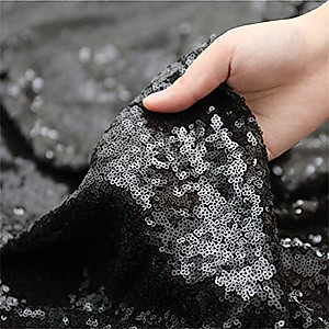 Poise3EHome Black Sequin Backdrop Curtains, 2 Panels Black Sequin Backdrop, 2FTx8FT Sequin Curtains for Party Halloween Christmas Sequence Backdrop