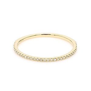 JewelMore 0.08 Carat (ctw) 10K Gold Round White Diamond Ladies Dainty Anniversary Wedding Stackable Ring (White Gold, 7.5)