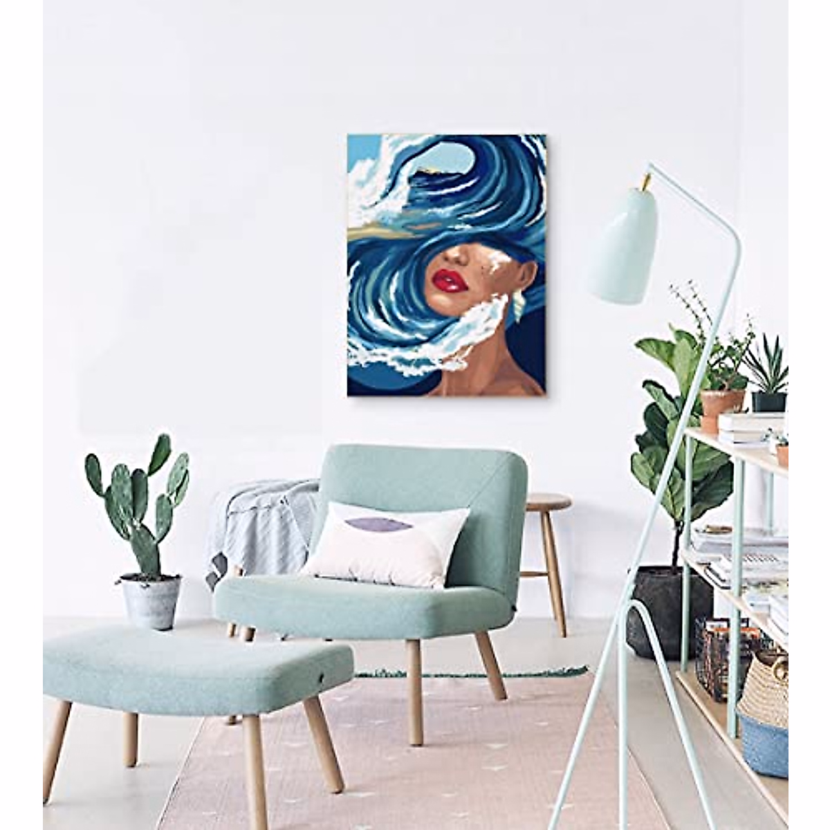 FILASLFT Girls Paint by Number for Adults,Sea Wave Paint by Numbers Beginner,Paint by Number for Kid,Home Fashion Style Interior Decoration Paint by Number,Size 16 * 20Inch.