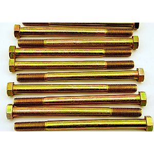 (6) Hex Head 5/8-11 x 8-1/2" Grade 8 Bolts Yellow Zinc Cap Screws