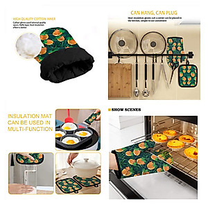 Snilety Boho Mandala Floral Oven Mitts and Pot Holders Sets of 2 Heat Resistant Hot Pads Women Cooking Gloves Purple Handling Kitchen Cookware Bakeware BBQ