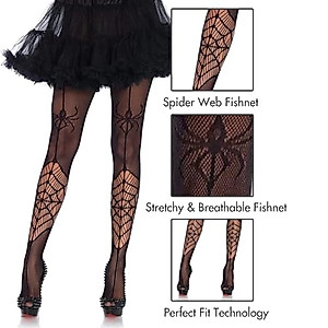 Leg Avenue womens Spiderweb Net Tights Costume Hosiery, Black, One Size US