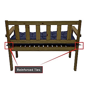 Outdoor Indoor Bench Cushion, 51.2in Waterproof Swing Garden Bench Seat Cushion, Swing Chair Replacement Seat Pads Cushion Pillow for Lounger Garden Furniture Patio Metal Wooden Bench (Navy Blue)