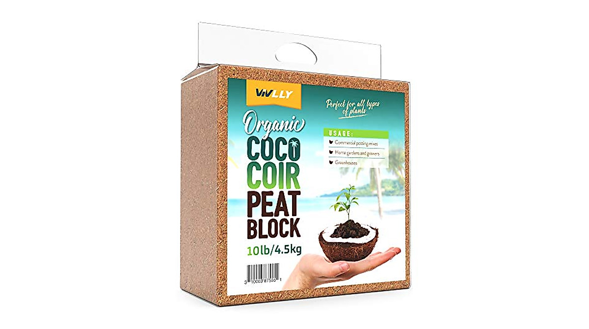 Compressed Coco Coir Block 10 Pounds, Natural Seed Starter with Low EC ...
