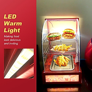 Food Warmer Display, 500w Commercial Food Warmer Display Pizza Warmer, 3-Tier Electric Countertop Food Warmer Stainless Steel Charcuterie Hot Warming Display, for Pizza, Pastries, Pies, Bread