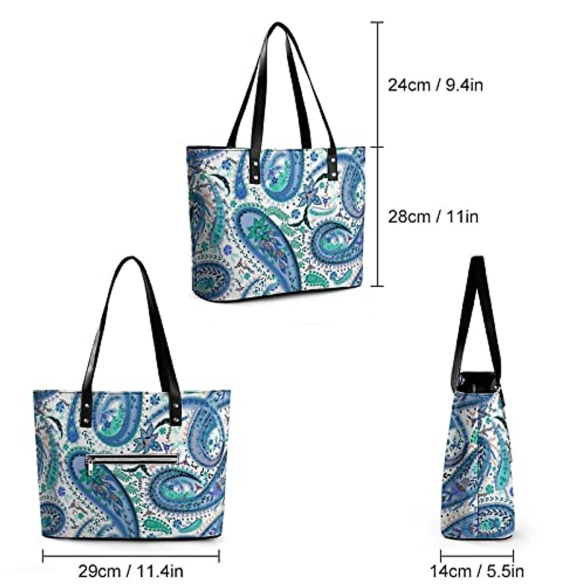 Womens Handbag Paisley Pattern Leather Tote Bag Top Handle Satchel Bags For Lady