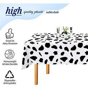 AMZPTBOY Animal Birthday Party Decorations - 54" x 108" Cow Print Plastic Tablecloth and Table Cover for Arts & Crafts Perfect for Farm Animal Themed Birthday Party Supplies and Baby Showers 2 Packs