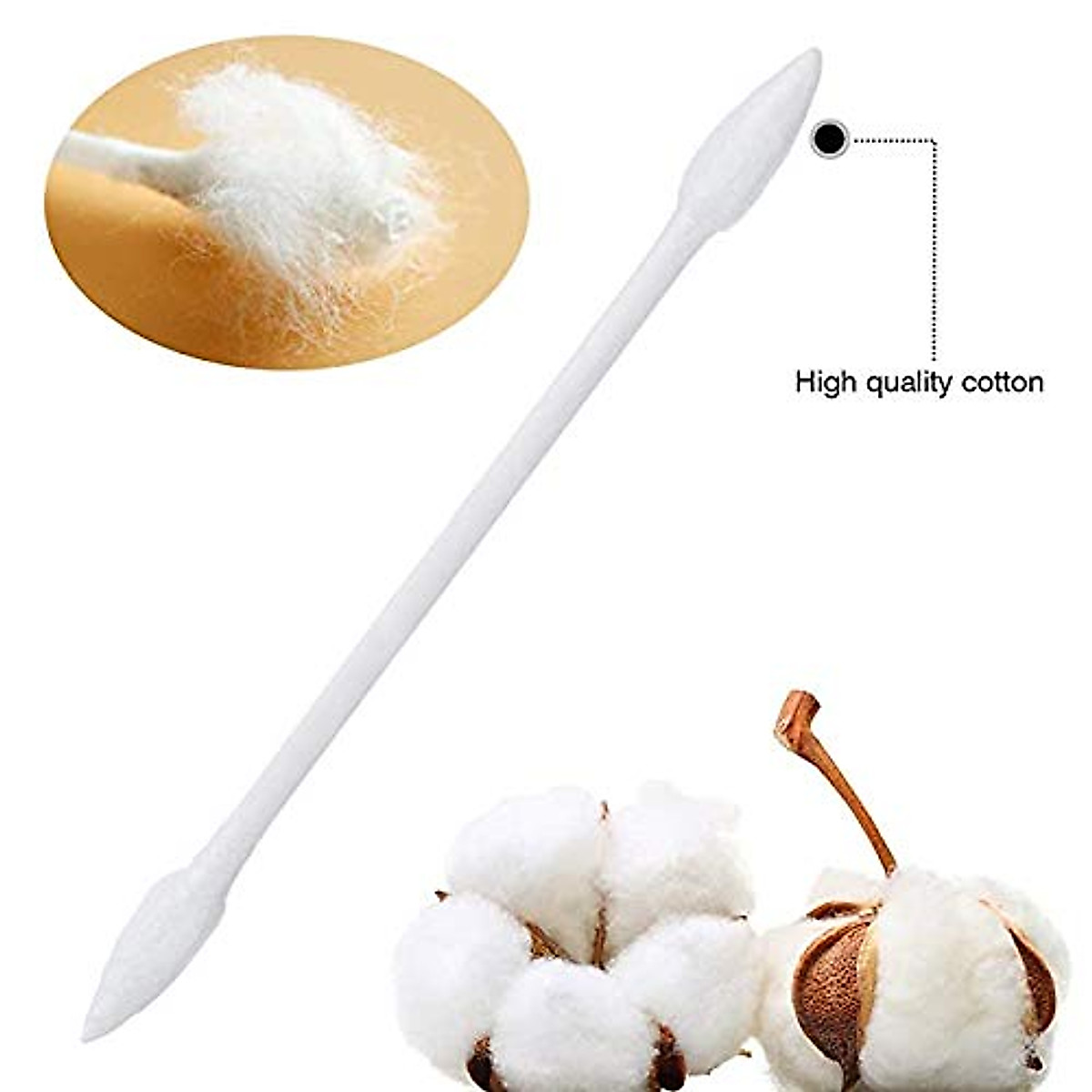 Pointed Tip Cotton Swabs 800 Pieces, Double Precision Tips with Paper Stick,Cotton Buds for Makeup Nails,4 Packs of 200 Pieces (Double Pointed)