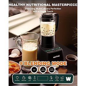 WantJoin 60 Oz Hot & Cold Countertop Cooking Blender, 24000RPM High-Speed Blender with 9 One Touch Programs, Soybean Milk Machine for Nut Butters,Soups,Shakes and Smoothies with 12H Delay Cook