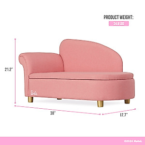 Evolur Barbie Dream in Pink Chaise Lounge, Wrapped in Soft & Durable Linen Upholstery, Ample Storage Below The seat, Comfortable Rolled arm Rest with Stylish Raised Back Rest