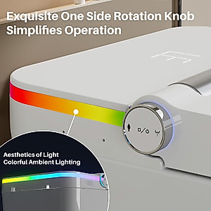 Smart Bidet Toilet with Unlimited Heated Water/Adjustable Washing Settings/Air Dryer/LED-light, One Piece Bidet-Toilet with Remote Control/Auto Open&Close Cover