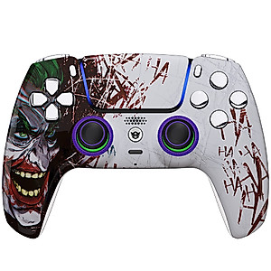 HEXGAMING ULTIMATE Wireless Controller Compatible with ps5-4 Back Buttons, Mouse-Click Triggers, Interchangeable Thumbsticks - Clown Hahaha
