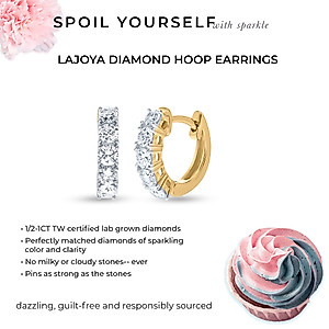 Lab Grown Diamond Huggie Hoop Earrings for Women | 1/2-1 CT TW Real 14K Gold Huggie Earrings | Certified GH VS SI Diamonds | Stunning Diamond Jewelry for Women (0.5 Carat, Yellow Gold)