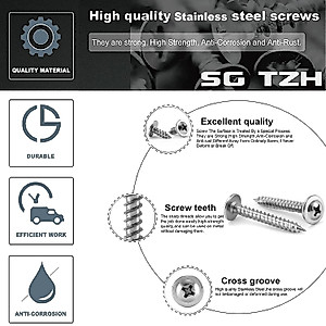 #8 x 1-1/4" Wood Screw 100Pcs 410 Stainless Steel Standard Thread Truss Head Fast Self Tapping by SG TZH
