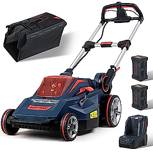 PowerMax 84-Volt Lithium Battery Self-propelled Lawn Mower Cordless Brushless Motor Smart Cut (TM) 20-Inch 70mins Running Two 2.5AH Batteries Included - M010A00
