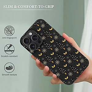 Niapessel Compatible with iPhone 15 Pro Max Case Christmas Tree Golden Black Print Shockproof Protective Phone Cases Slim Thin Cover TPU for Women Men Boys Girls